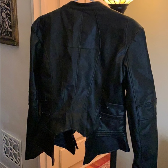Jackets & Coats | Polyester Faux Leather Jacket Black | Poshmark